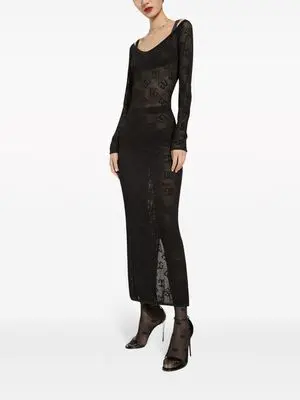 Dolce & Gabbana Logo-jacquard V-neck Maxi Dress