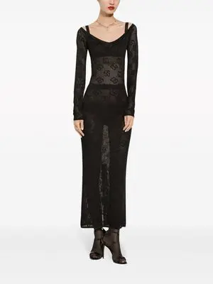 Dolce & Gabbana Logo-jacquard V-neck Maxi Dress