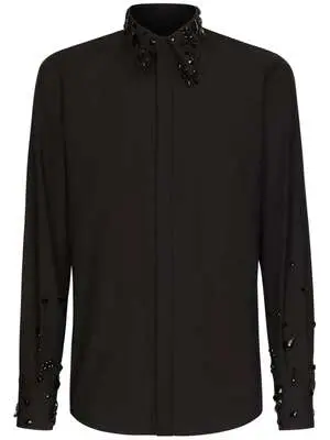 Dolce & Gabbana Rhinestone-embellished Cotton Shirt - Black