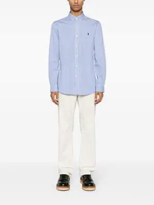 Polo Ralph Lauren Striped Logo-embroidered Shirt - Blue