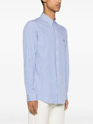 Polo Ralph Lauren Striped Logo-embroidered Shirt - Blue
