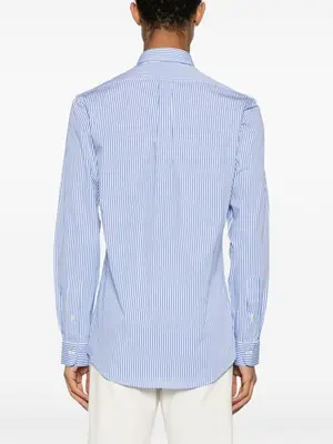 Polo Ralph Lauren Striped Logo-embroidered Shirt - Blue