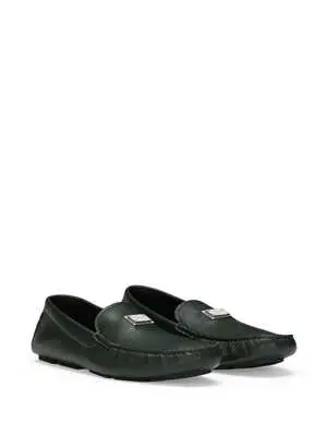 Dolce & Gabbana Logo-plaque Leather Loafers - Green