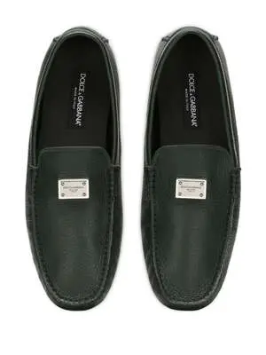 Dolce & Gabbana Logo-plaque Leather Loafers - Green
