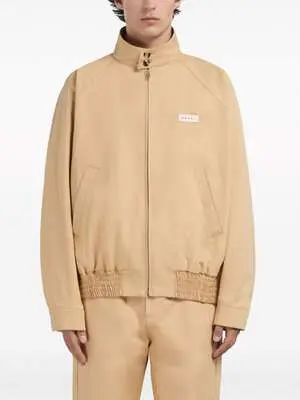 Marni Logo-patch Cotton Bomber Jacket - Yellow