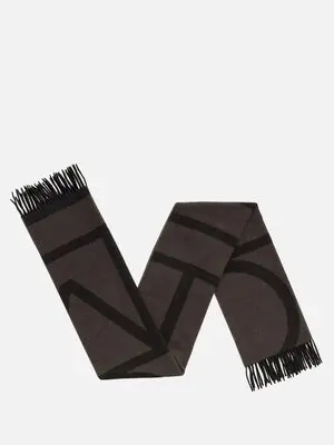 TOTEME Monogram-jacquard Wool Scarf - Black
