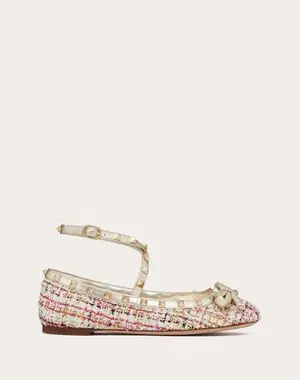 Valentino Garavani Rockstud Tweed Ballerina