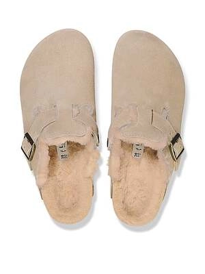 Pink Birkenstock Boston Shearling Clogs - Beige