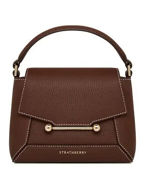 Strathberry Mosaic Nano Leather Top Handle Bag - Chocolate