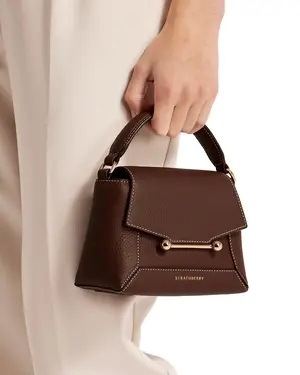 Strathberry Mosaic Nano Leather Top Handle Bag - Chocolate