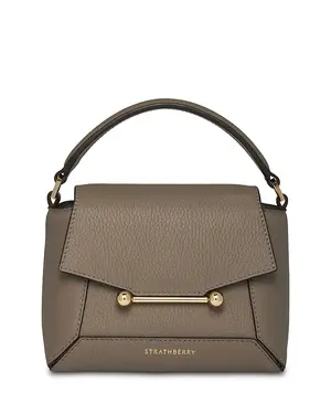 Strathberry Mosaic Nano Leather Top Handle Bag - Taupe