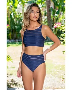 La Blanca High Waisted Bikini Bottom - Indigo