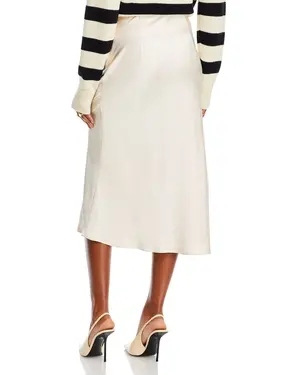 Aqua Satin Midi Slip Skirt - Champagne