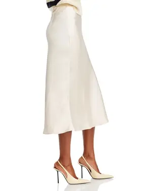 Aqua Satin Midi Slip Skirt - Champagne