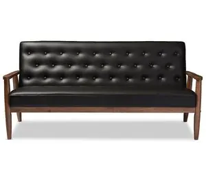 BAXTON STUDIO Sorrenti Mid-century Retro Modern Upholstered W Oden Sofa - One-color