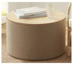 ORNAVO HOME Parker Large Round Coffee Table Sto Rage Ottoman - One-color