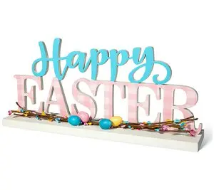 GLITZHOME 15.75' Wooden Easter Happy Easter Tab Le Decor - One-color