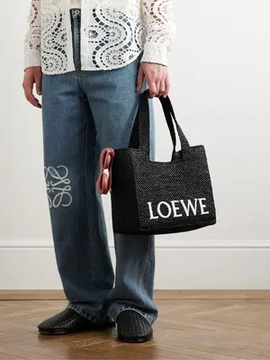 Loewe Medium Logo-embroidered Raffia Tote Bag