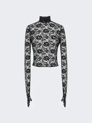 Women's Sheer Lace Turtleneck Tops