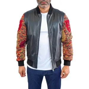 MACEOO Dragon Sleeve Leather Bomber Jacket