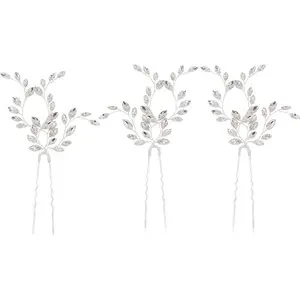 Brides & Hairpins Fawn Swarovski Crystal Hair Pins Set Of 3 - Silver