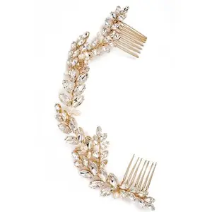 Brides & Hairpins Abrielle Crystal & Pearl Headpiece - Gold