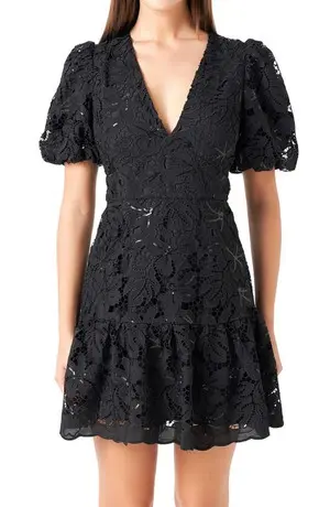 Endless Rose Sequin Lace Fit & Flare Minidress - Black