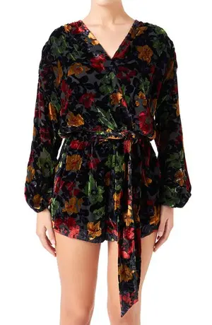 Endless Rose Burnout Velvet Floral Romper
