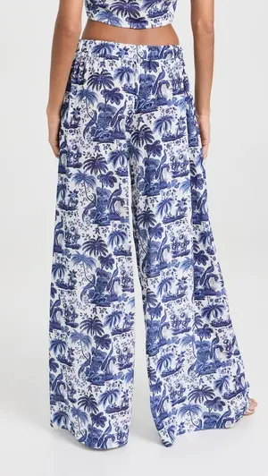 Staud Marza Printed Pants - Blue Toile