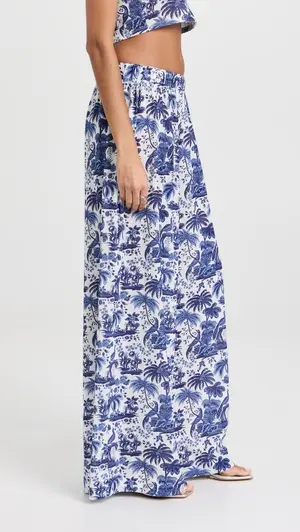 Staud Marza Printed Pants - Blue Toile