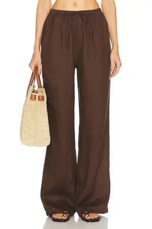 AEXAE Linen Drawstring Trouser - Brown