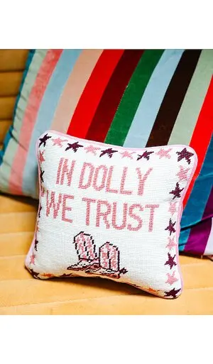 FURBISH Trust Dolly Needlepoint Pillow In Pink