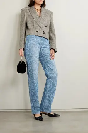 Versace Printed High-rise Straight-leg Jeans