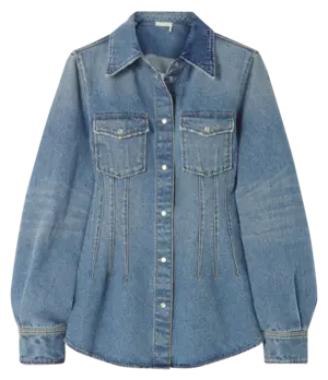 Chloé Net Sustain Distressed Recycled-denim Shirt