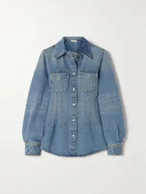 Chloé Net Sustain Distressed Recycled-denim Shirt