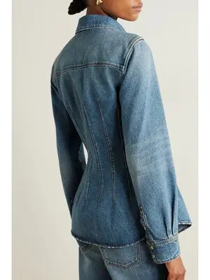 Chloé Net Sustain Distressed Recycled-denim Shirt