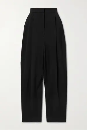 Khaite Ashford Pleated Wool-blend Twill Tapered Pants - Black