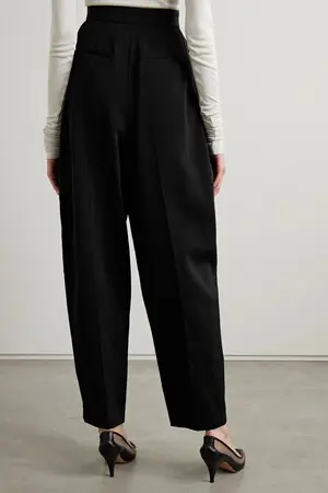 Khaite Ashford Pleated Wool-blend Twill Tapered Pants - Black