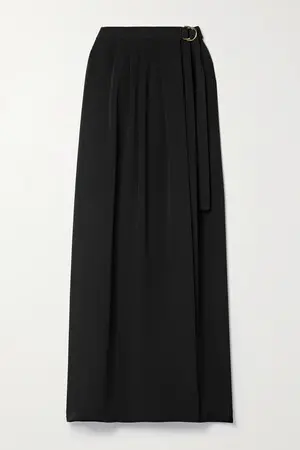 Loro Piana Athina Pleated Maxi Wrap Skirt - Black