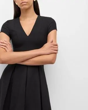 Emporio Armani Emma Pleated Fit-&-flare Mini Dress - Black