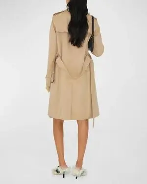 Burberry Kensington Organic Belted Double-breasted Trench Coat - Honey