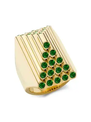 PRAGNELL 18kt Yellow Emerald Cocktail Ring - Gold