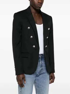Balmain Button-embellished Wool Blazer - Black