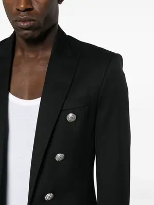 Balmain Button-embellished Wool Blazer - Black
