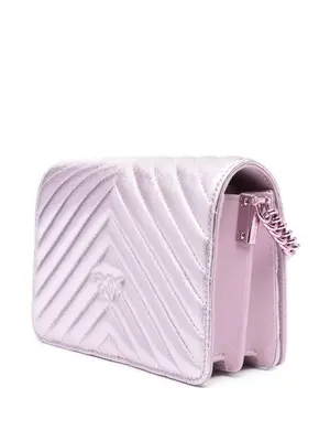Pinko Matelassé Metallic Crossbody Bag - Purple