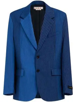 Marni Two-tone Pinstriped Wool Blazer