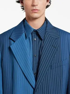 Marni Two-tone Pinstriped Wool Blazer