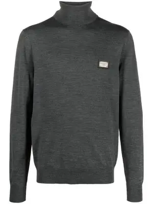 Dolce & Gabbana Logo-appliqué Wool Jumper - Grey