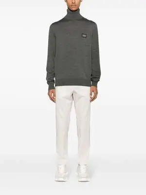 Dolce & Gabbana Logo-appliqué Wool Jumper - Grey