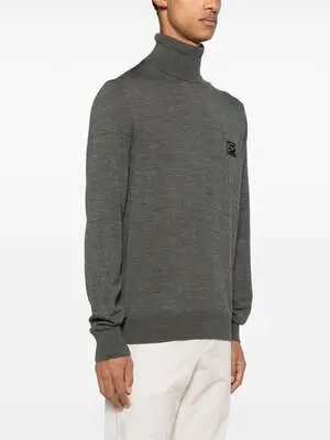 Dolce & Gabbana Logo-appliqué Wool Jumper - Grey